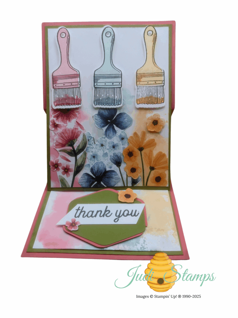 Paintbrush Easel Card for a Colorful Thank You Note - Judi Stamps